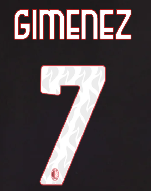 AC Milan 2025/26 Home GIMENEZ #7 Official Name Set – Shape Of Sports