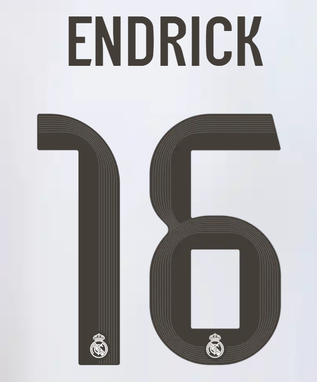 Real Madrid 2025/26 Home ENDRICK #19 Official Name Set – Shape Of Sports